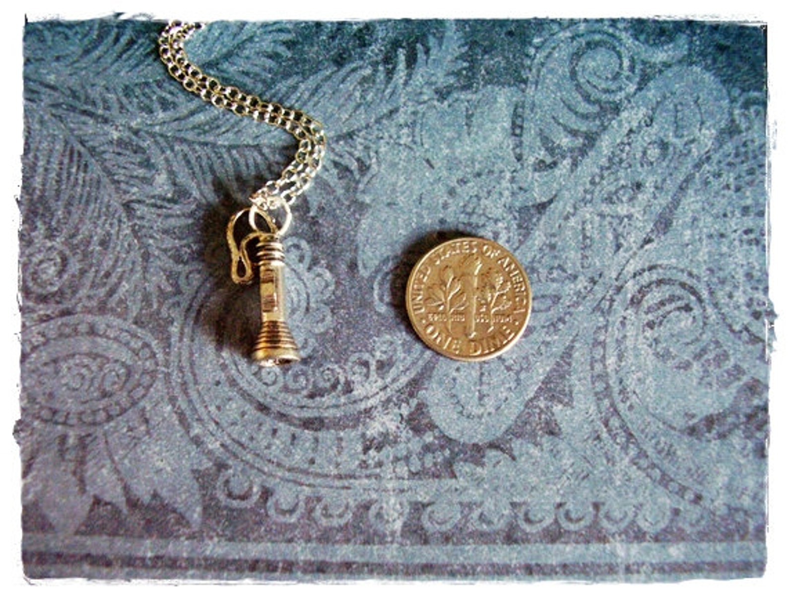 Flashlight Necklace Antique Pewter Flashlight Charm on a | Etsy