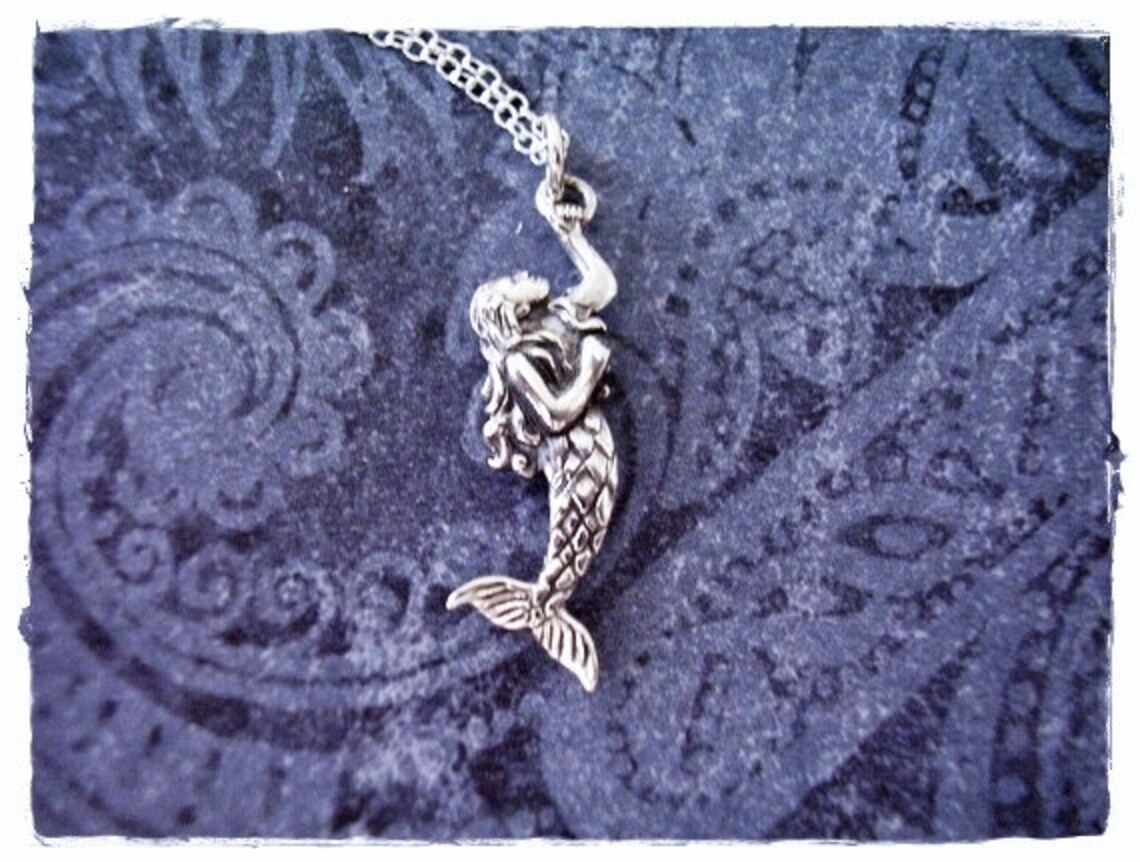 Silver Mermaid Necklace Sterling Silver Mermaid Charm on a - Etsy