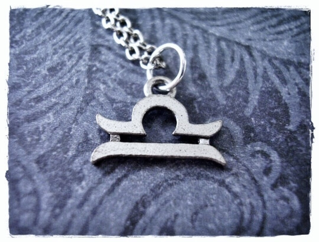 Silver Libra Zodiac Sign Necklace - Antique Pewter Libra Zodiac Sign ...