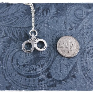 Tiny Silver Handcuffs Necklace Sterling Silver Handcuffs Charm on a ...