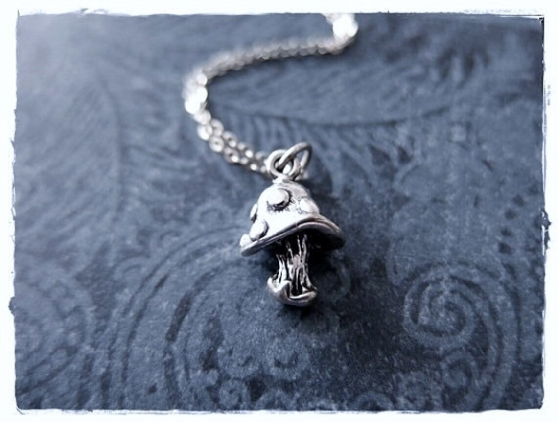 Silver Toadstool Necklace Sterling Silver Toadstool Charm on | Etsy