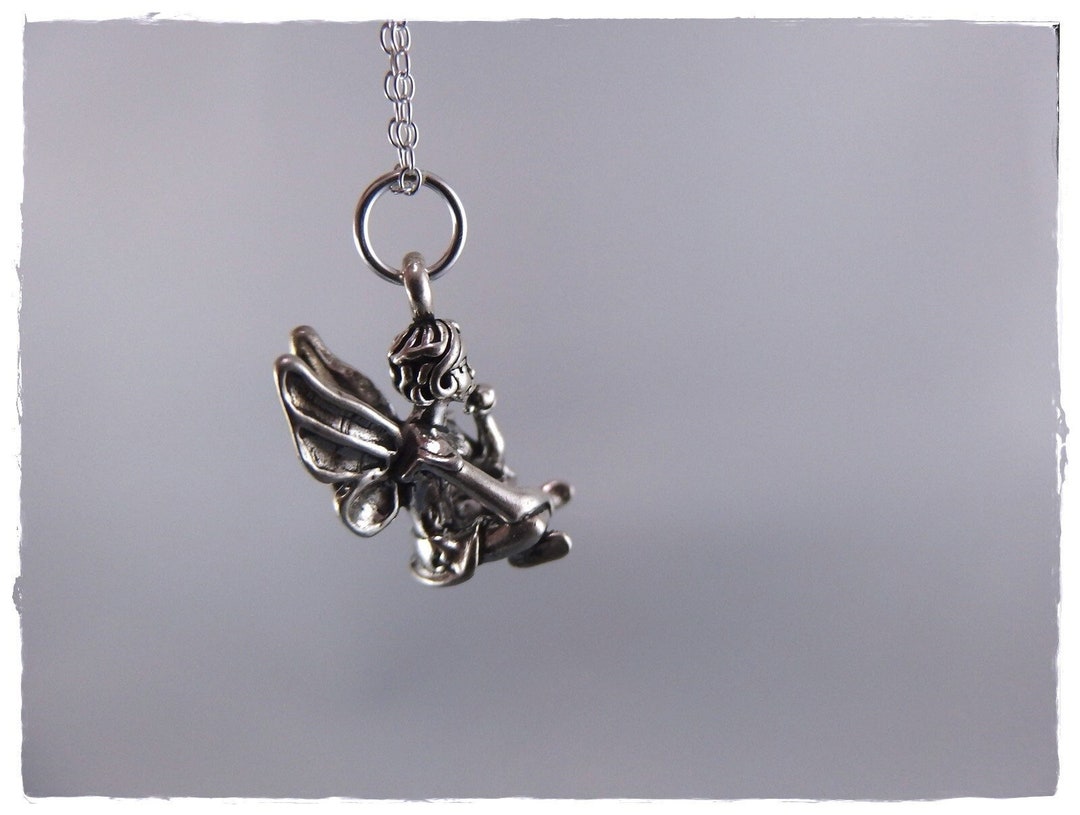 Silver Thinking Fairy Necklace - Sterling Silver Thinking Fairy Charm ...