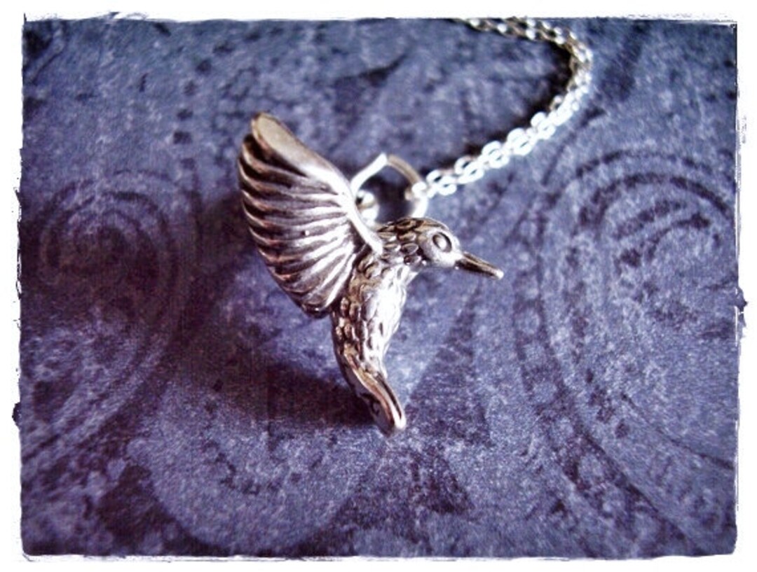 Silver Hummingbird Necklace - Sterling Silver Hummingbird Charm on a ...