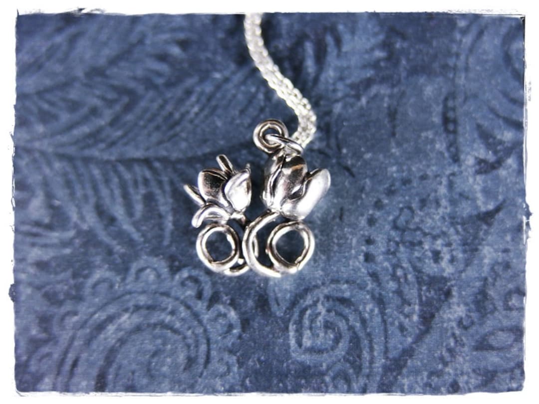 Silver Tulips Necklace - Sterling Silver Tulips Charm on a Delicate ...