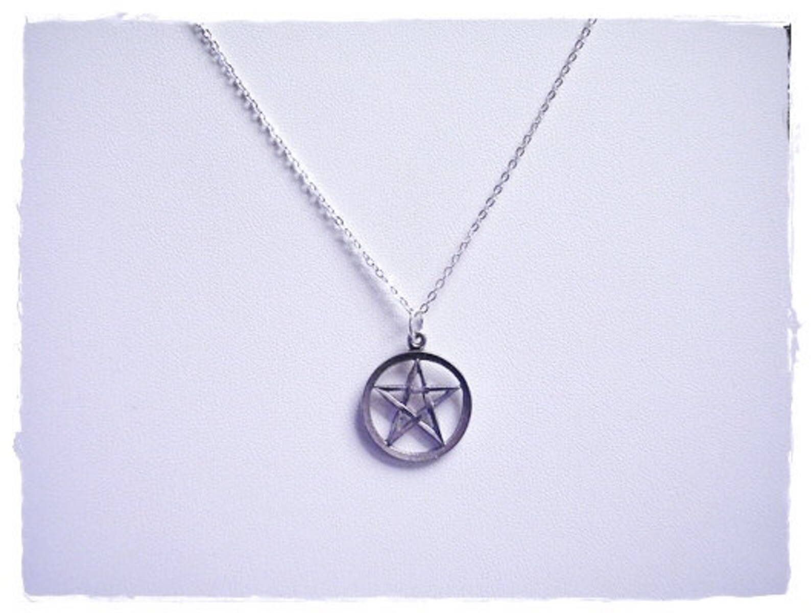 Silver Pentagram Necklace Antique Pewter Pentagram Charm on - Etsy