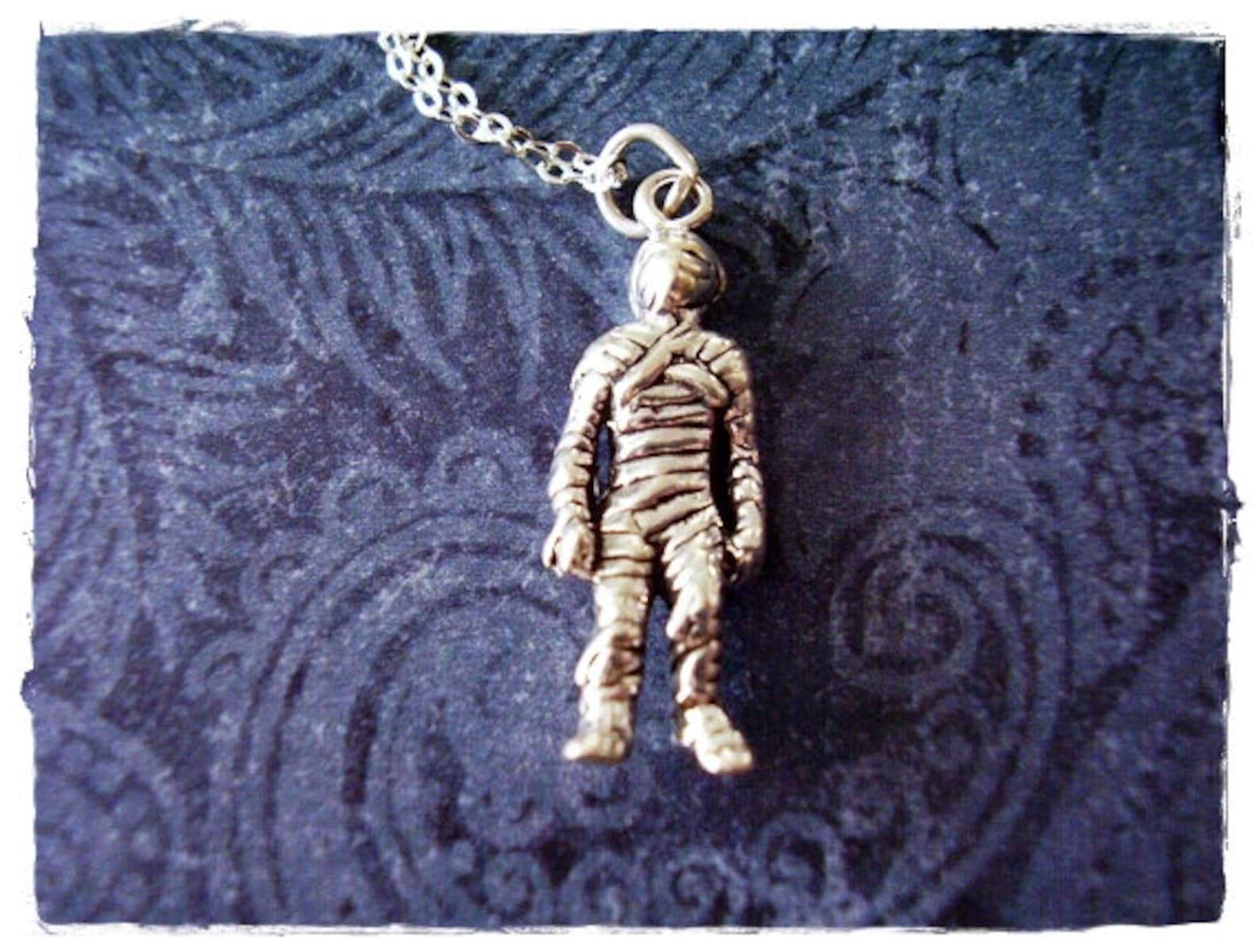 Silver Mummy Necklace Sterling Silver Mummy Charm on a - Etsy