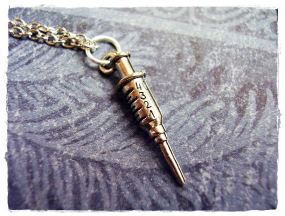 Silver Medical Syringe Necklace Antique Pewter Syringe Charm | Etsy