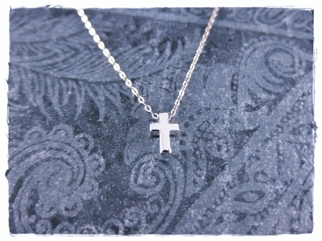 Tiny Silver Cross Necklace - Sterling Silver Cross Bead on a Delicate ...