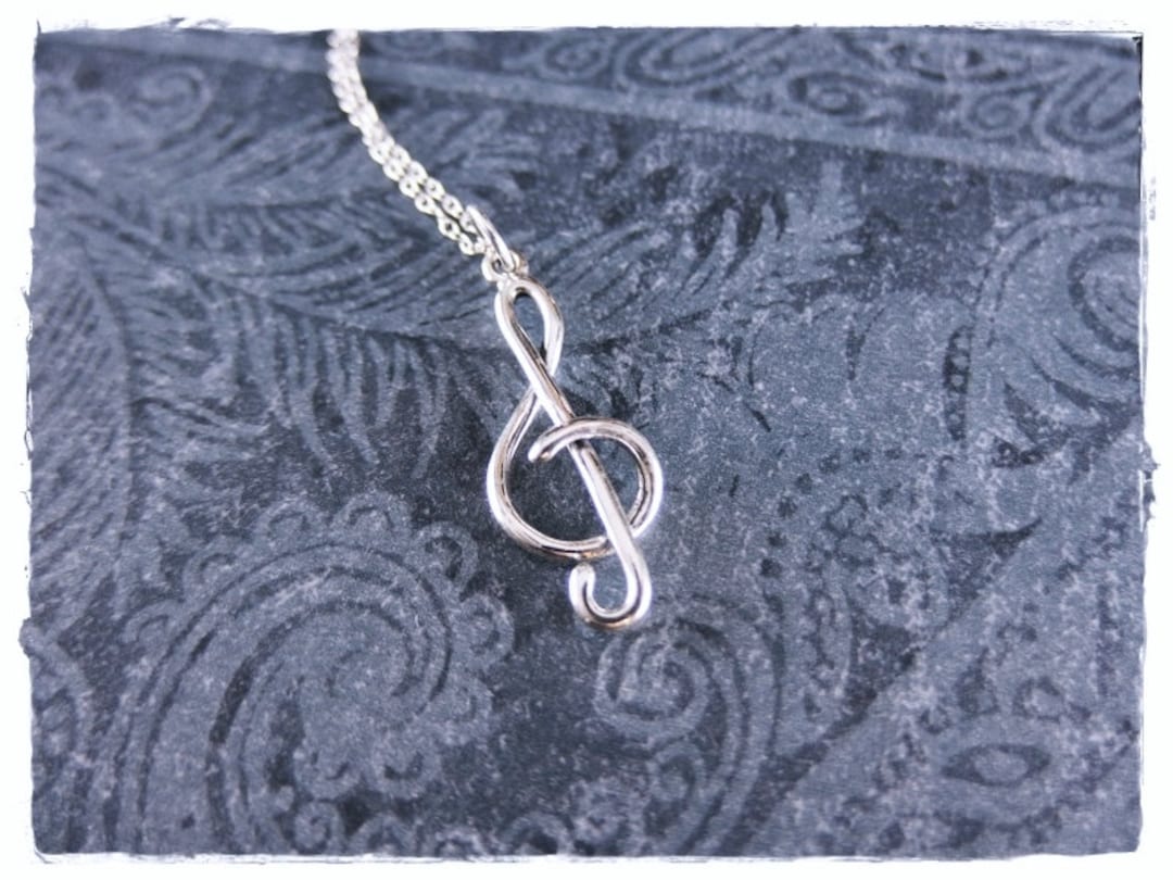 Silver Wire Treble Clef Necklace - Sterling Silver Treble Clef Charm on ...