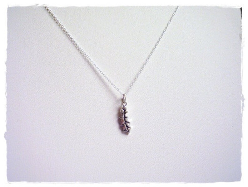 Silver Holly Leaf Necklace - Sterling Silver Holly Leaf Charm on a ...