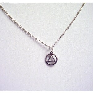 Tiny Silver Recovery Unity Symbol Necklace - Antique Pewter Recovery ...