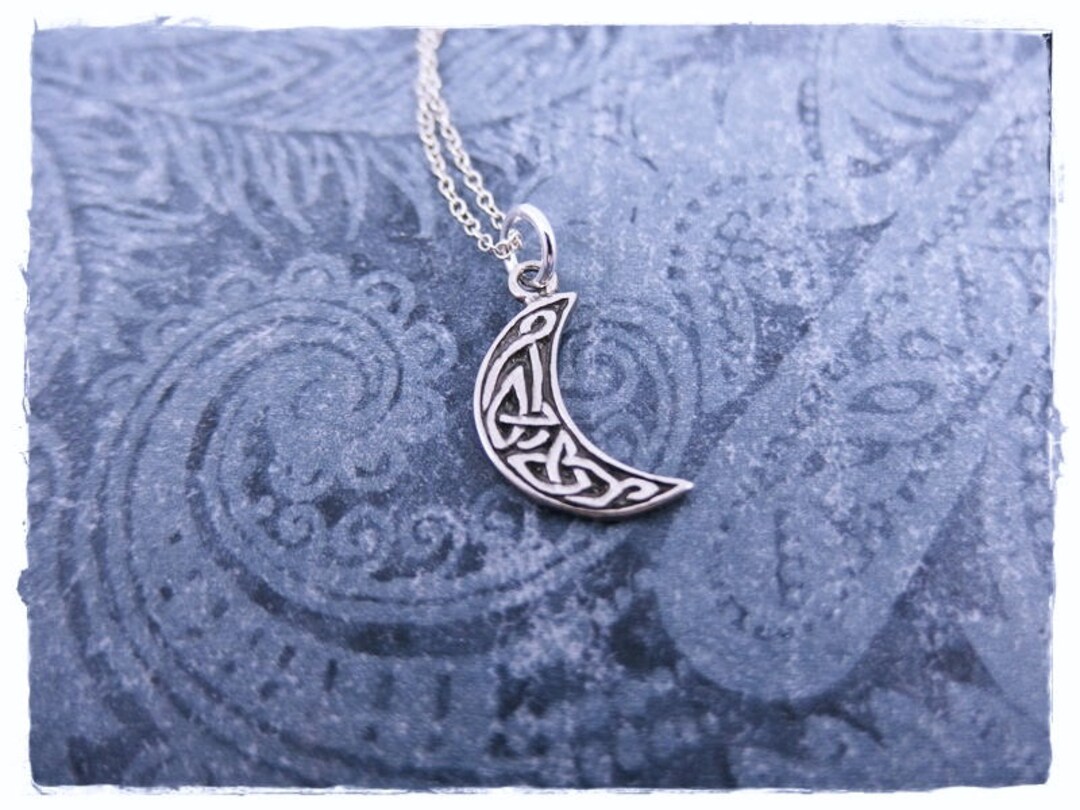 Silver Celtic Crescent Moon Necklace - Sterling Silver Celtic Crescent ...