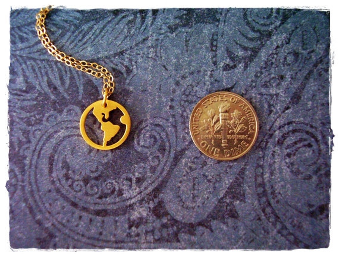 Gold World Map Necklace Matte 24kt Gold Plate World Map | Etsy