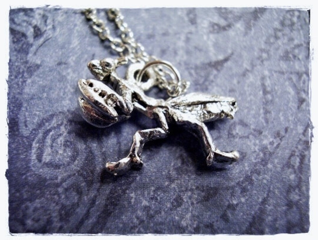 Silver Praying Mantis Necklace - Silver Pewter Praying Mantis Charm on ...