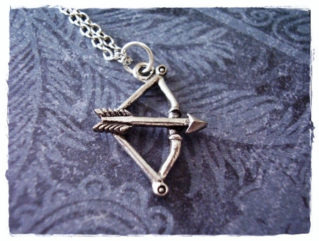 Archer Bow and Arrow Necklace - Antique Pewter Bow and Arrow Charm on a ...