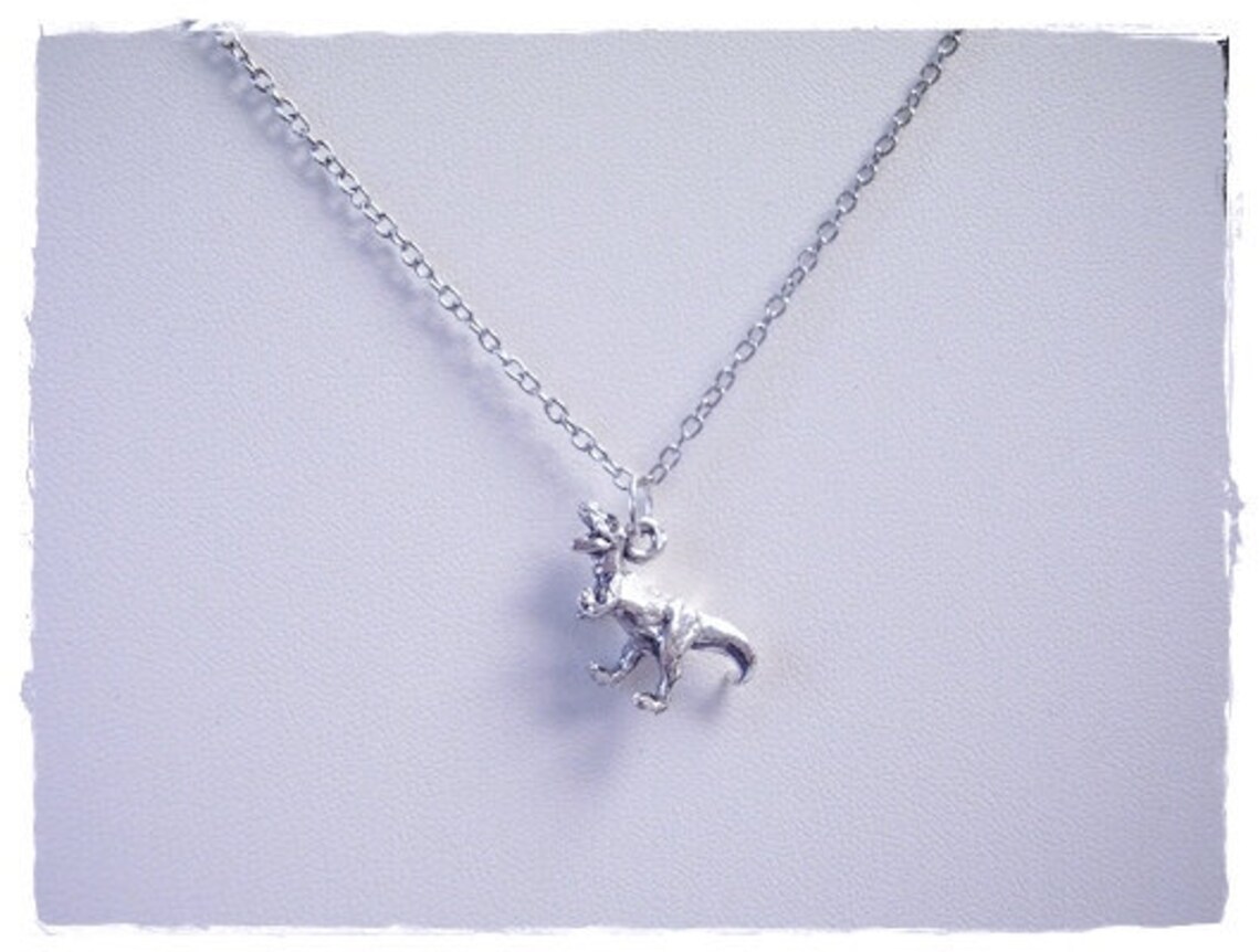 Silver Tyrannosaurus Rex Dinosaur Necklace - Silver Pewter T-rex Charm ...