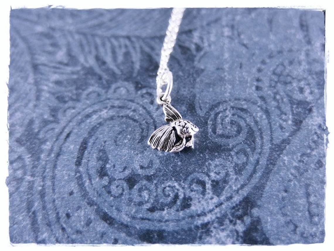 Tiny Betta Fish Necklace Sterling Silver Betta Fish Charm on - Etsy