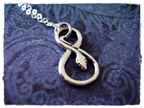 Silver Infinity Snake Necklace Sterling Silver Infinity - Etsy