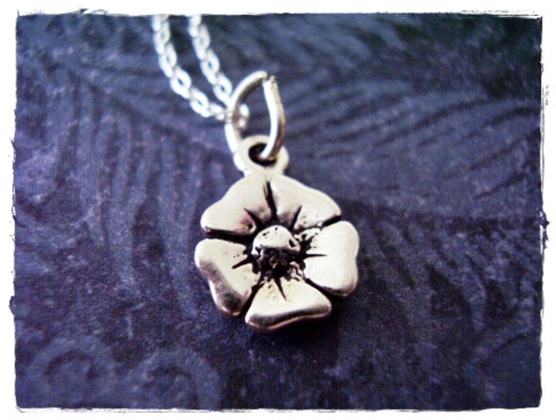Silver Poppy Flower Necklace Sterling Silver Poppy Flower - Etsy