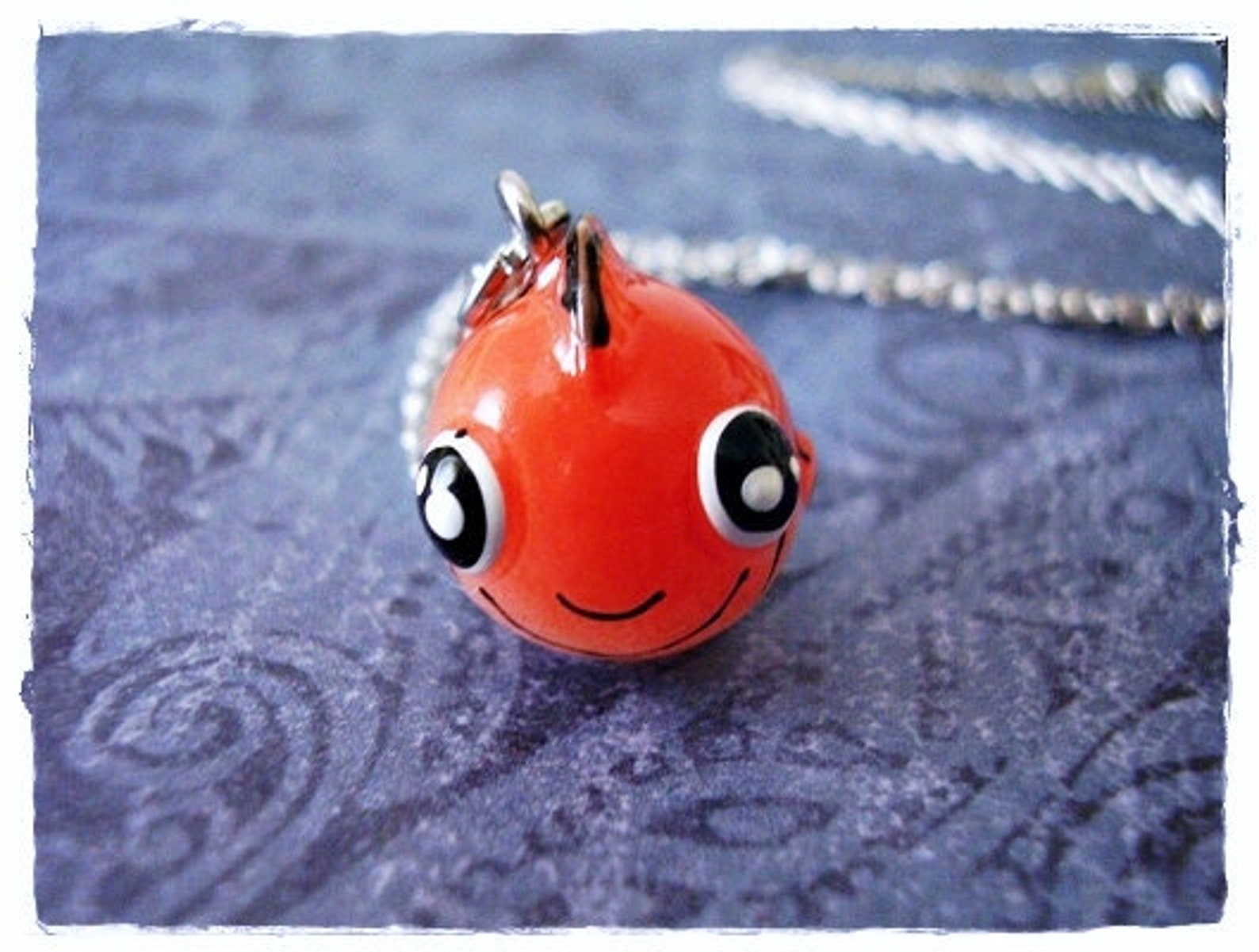 Red Clownfish Necklace - Red & Black Resin Clownfish Charm on a ...