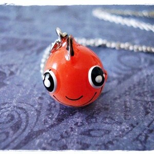 Red Clownfish Necklace - Red & Black Resin Clownfish Charm on a ...