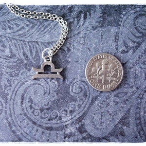 Silver Libra Zodiac Sign Necklace - Antique Pewter Libra Zodiac Sign ...