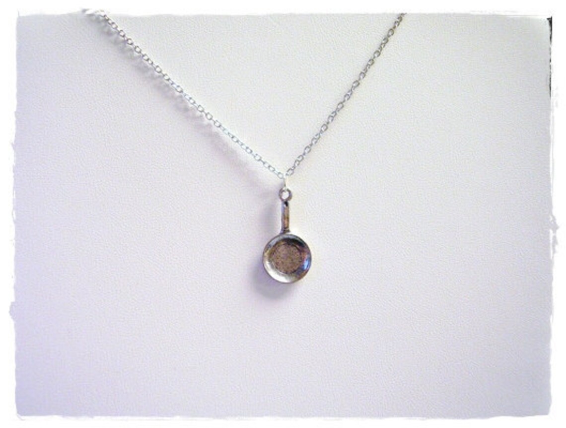 Silver Frying Pan Necklace Antique Pewter Frying Pan Charm - Etsy