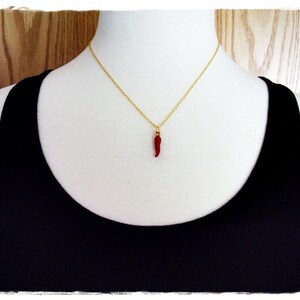 Red Chili Pepper Necklace - Red Enameled Antique Gold Pewter Chili ...