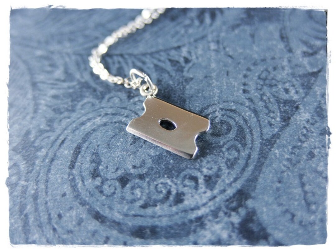 Silver Razor Blade Necklace - Sterling Silver Razor Blade Charm on a ...