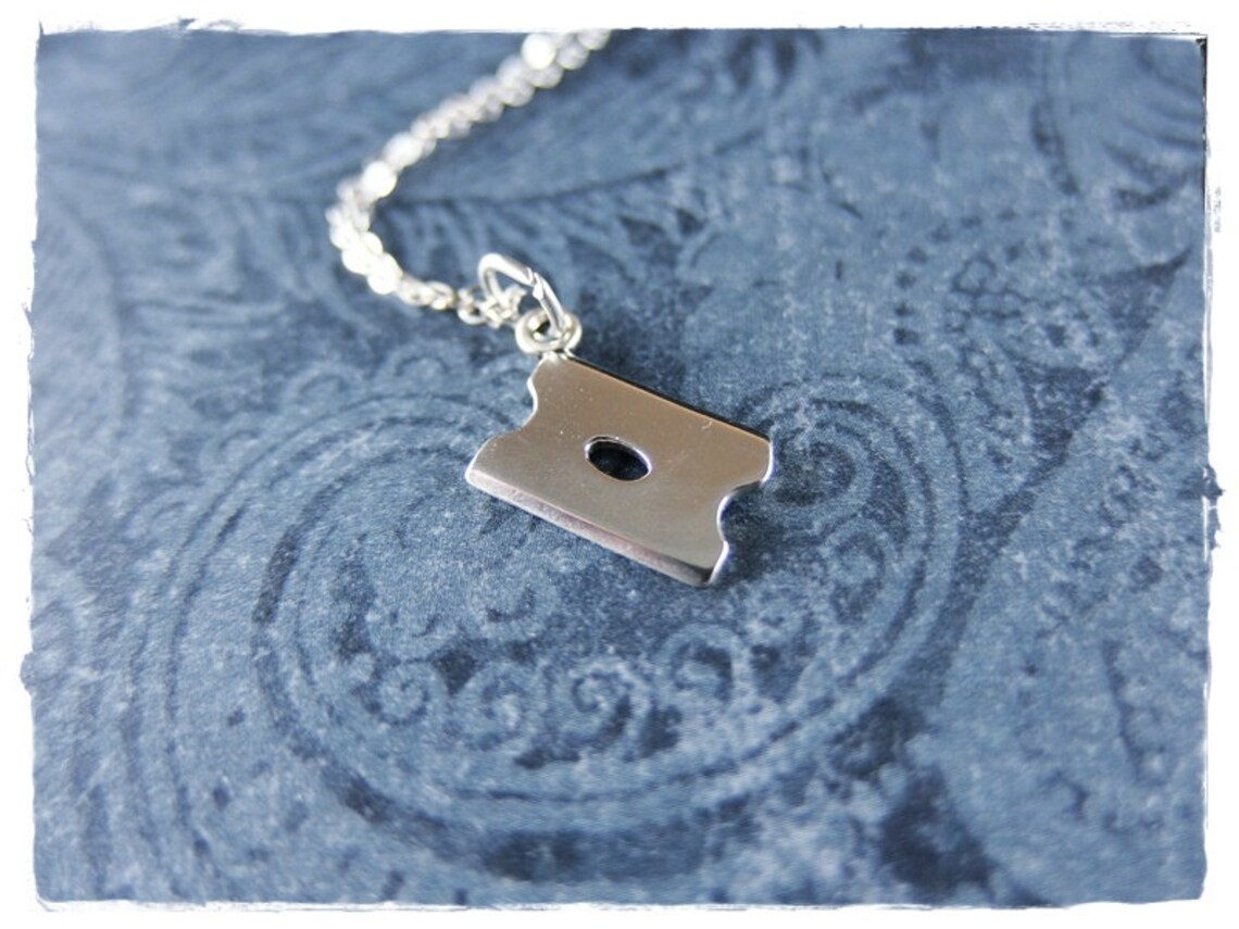 Silver Razor Blade Necklace - Sterling Silver Razor Blade Charm on a ...
