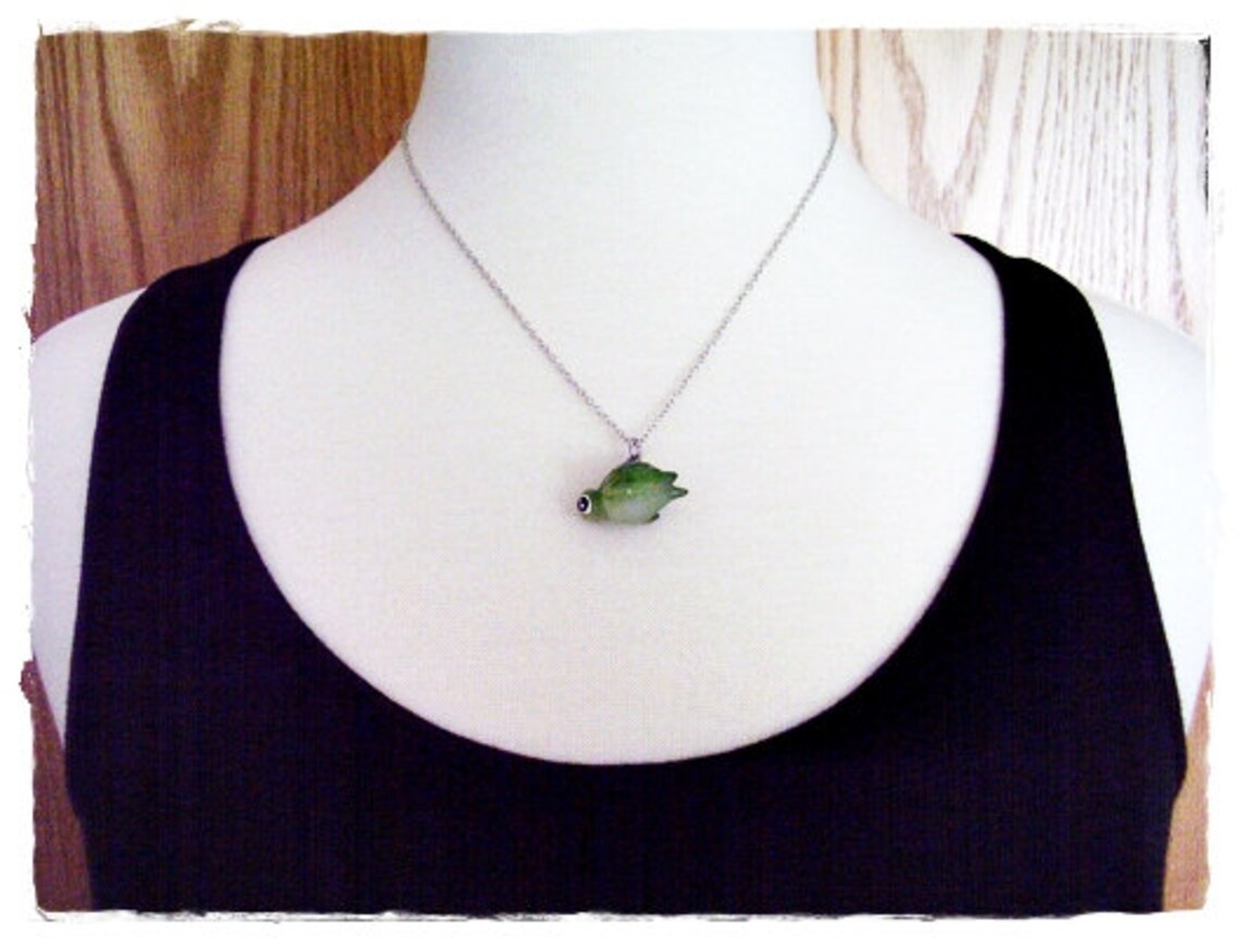 Green Sea Turtle Necklace - Green Resin Sea Turtle Charm on a Delicate ...