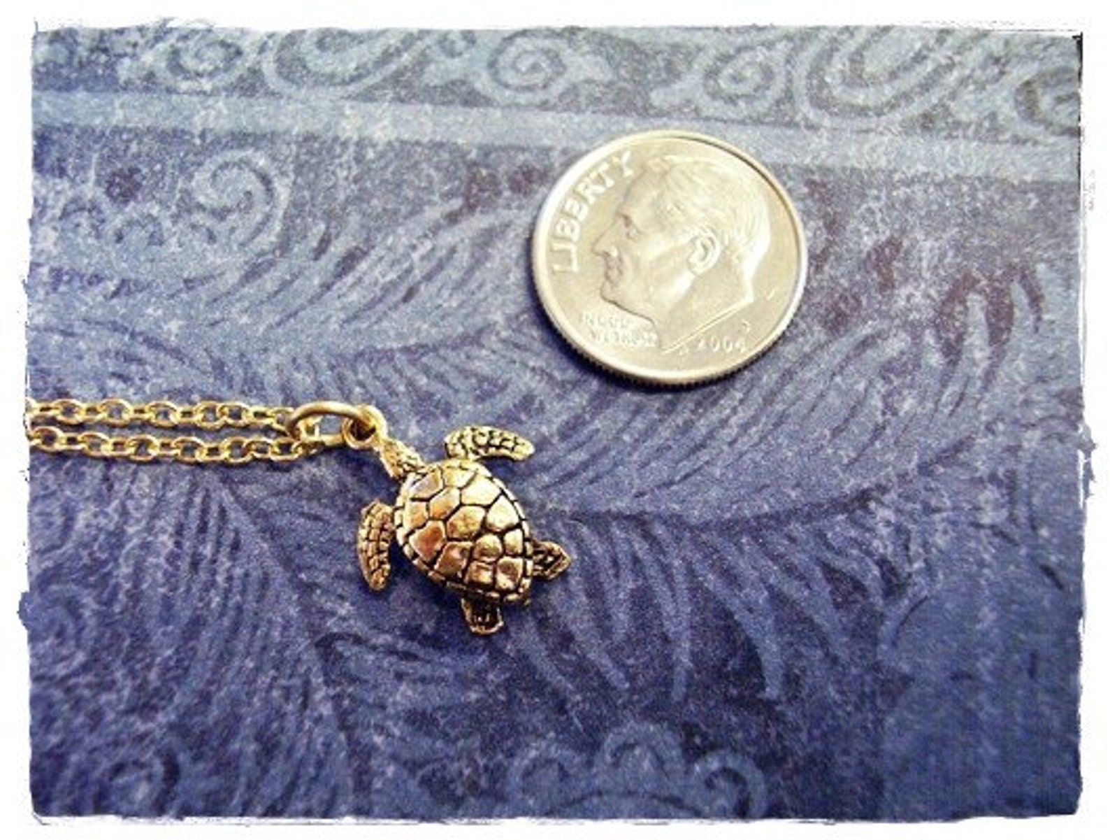 Tiny Gold Sea Turtle Necklace Antique Gold Pewter Sea Turtle - Etsy