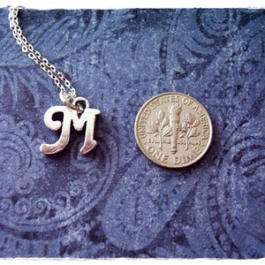 Silver Cursive M Initial Necklace - Sterling Silver Cursive Initial M ...