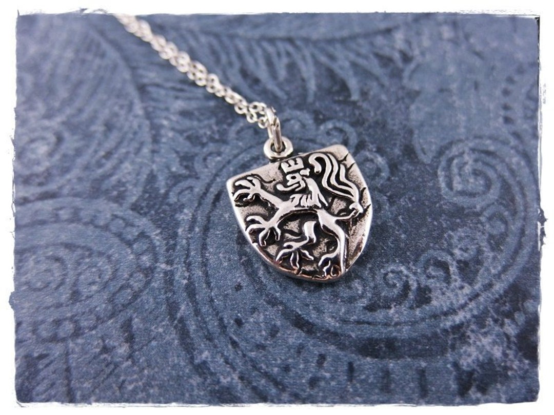 Heraldic Lion Shield Necklace - Sterling Silver Heraldic Lion Shield ...