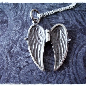 Silver Angel Wing Locket Necklace - Sterling Silver Angel Wing Locket ...