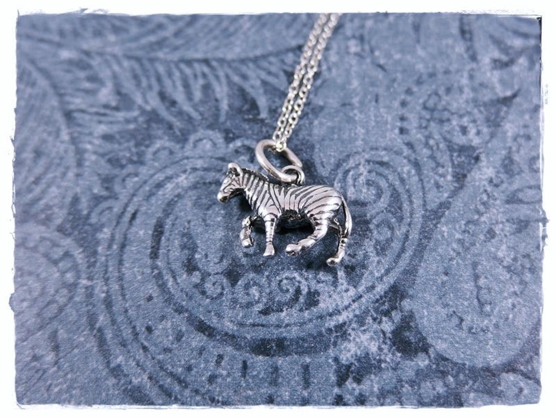Silver Zebra Necklace Sterling Silver Zebra Charm on a - Etsy