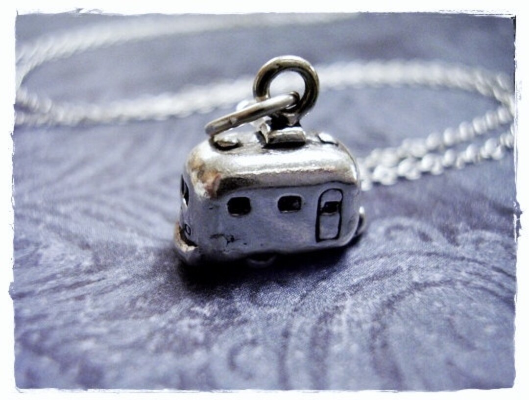 Silver RV Camper Necklace - Sterling Silver RV Camper Charm on a ...