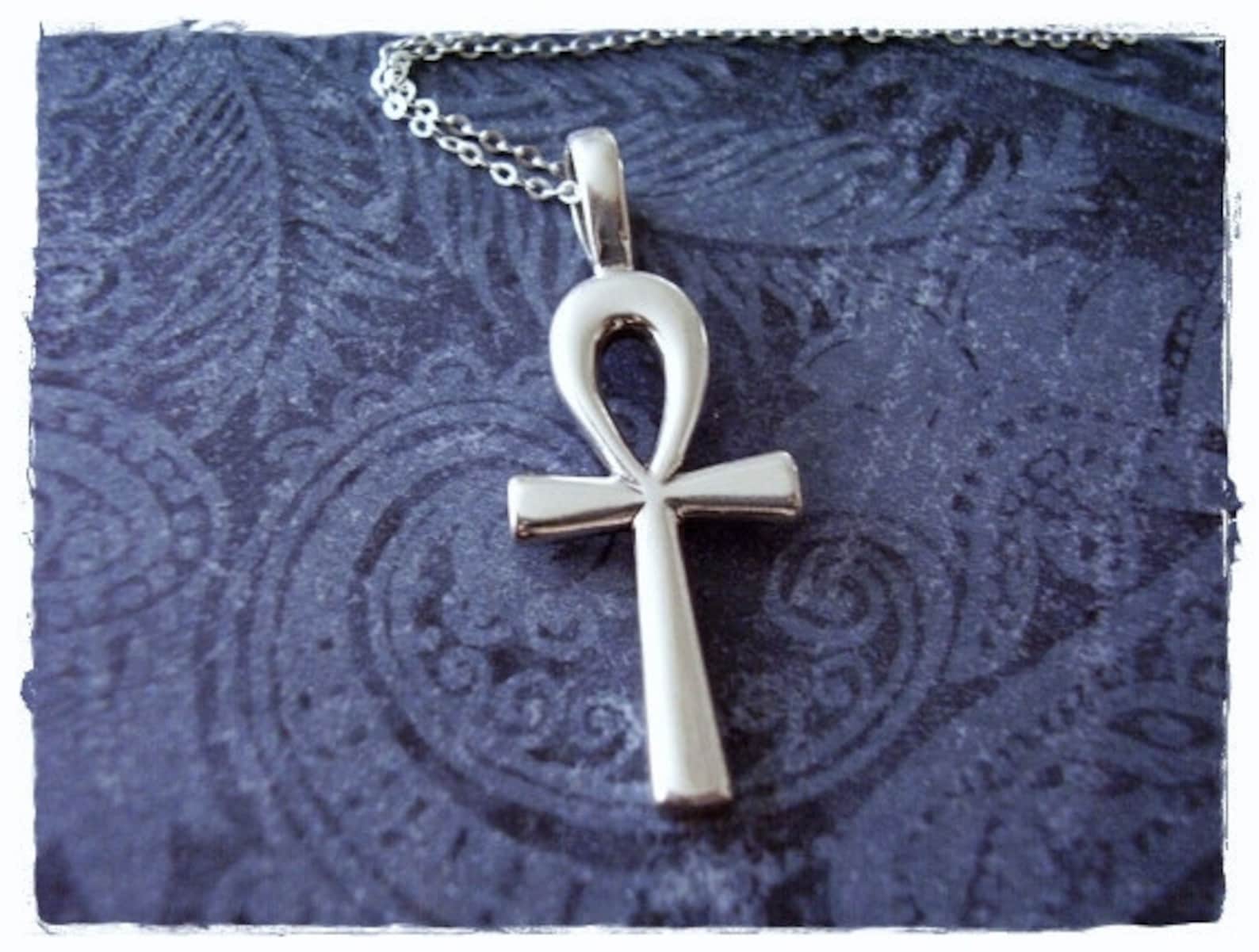 Large Silver Ankh Necklace Sterling Silver Ankh Charm on a | Etsy