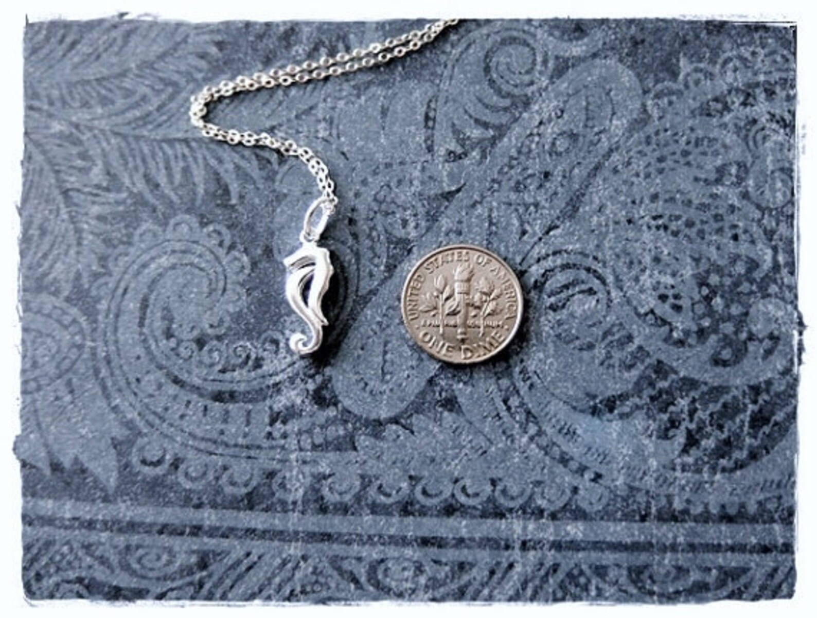 Silver Seahorse Necklace Sterling Silver Seahorse Charm on a | Etsy