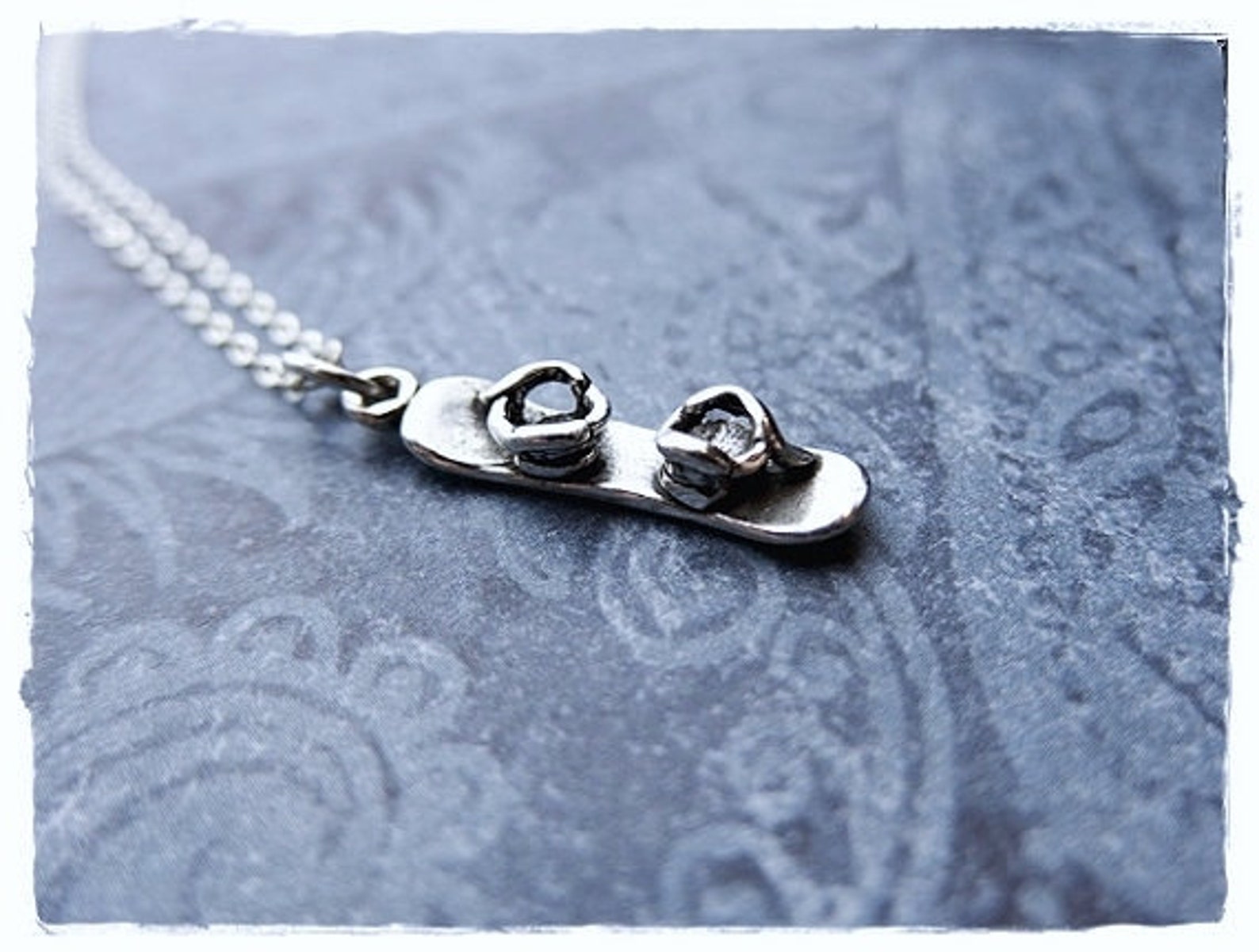 Silver Snowboard Necklace - Sterling Silver Snowboard Charm on a ...