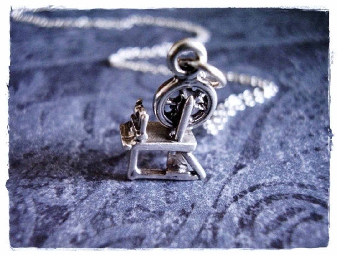 Silver Spinning Wheel Necklace - Sterling Silver Spinning Wheel Charm ...