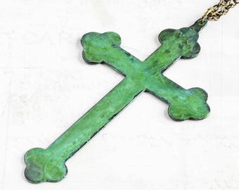 Green cross necklace | Etsy