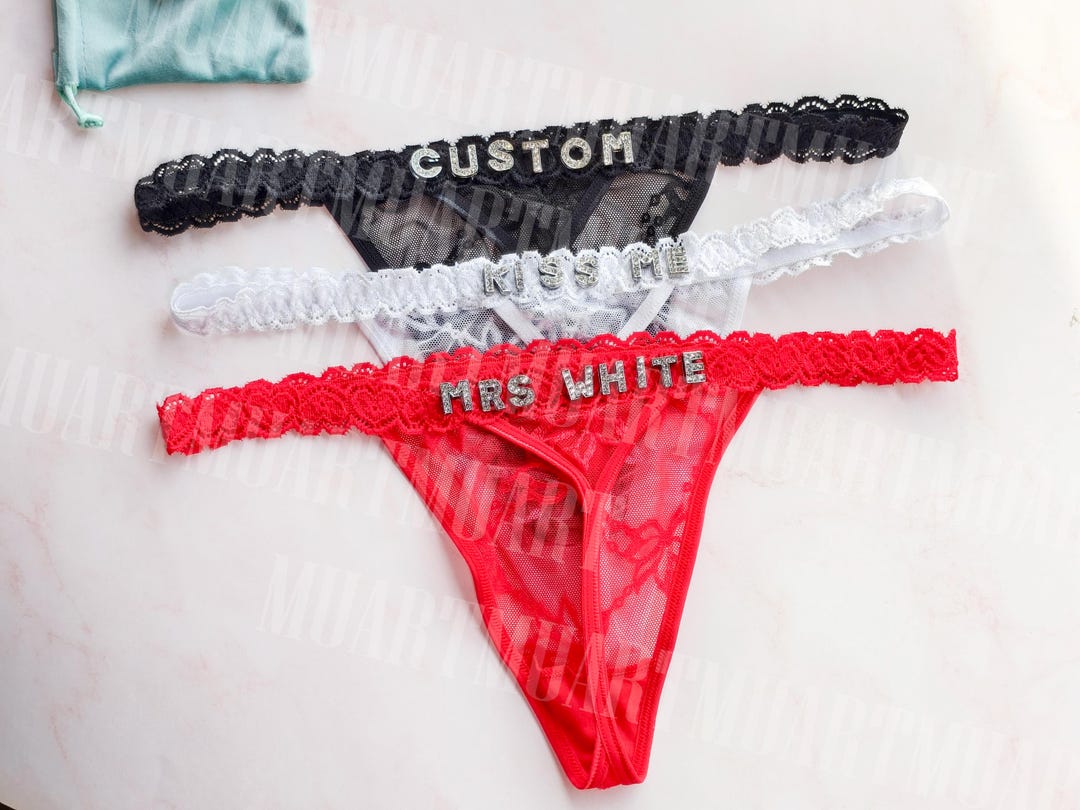 String personnalisé nom personnalisé sous-vêtements en dentelle avec nom string personnalisé ...