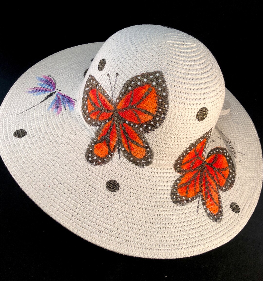 Hand-painted HAT - MONARCH BUTTERFLY Design - Wearable Art - Etsy