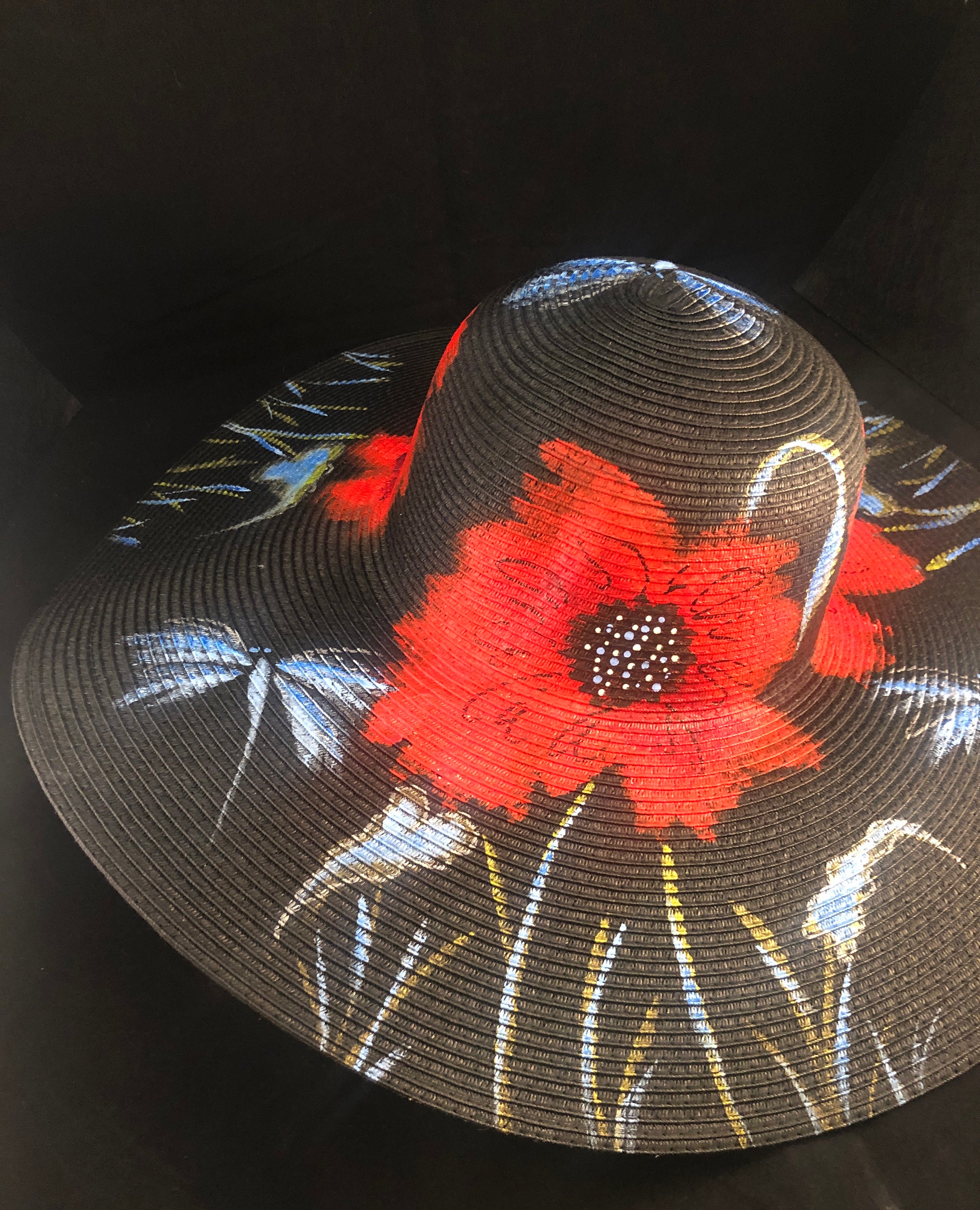 Hand-painted 6" Hat - Red Poppy Design - Etsy