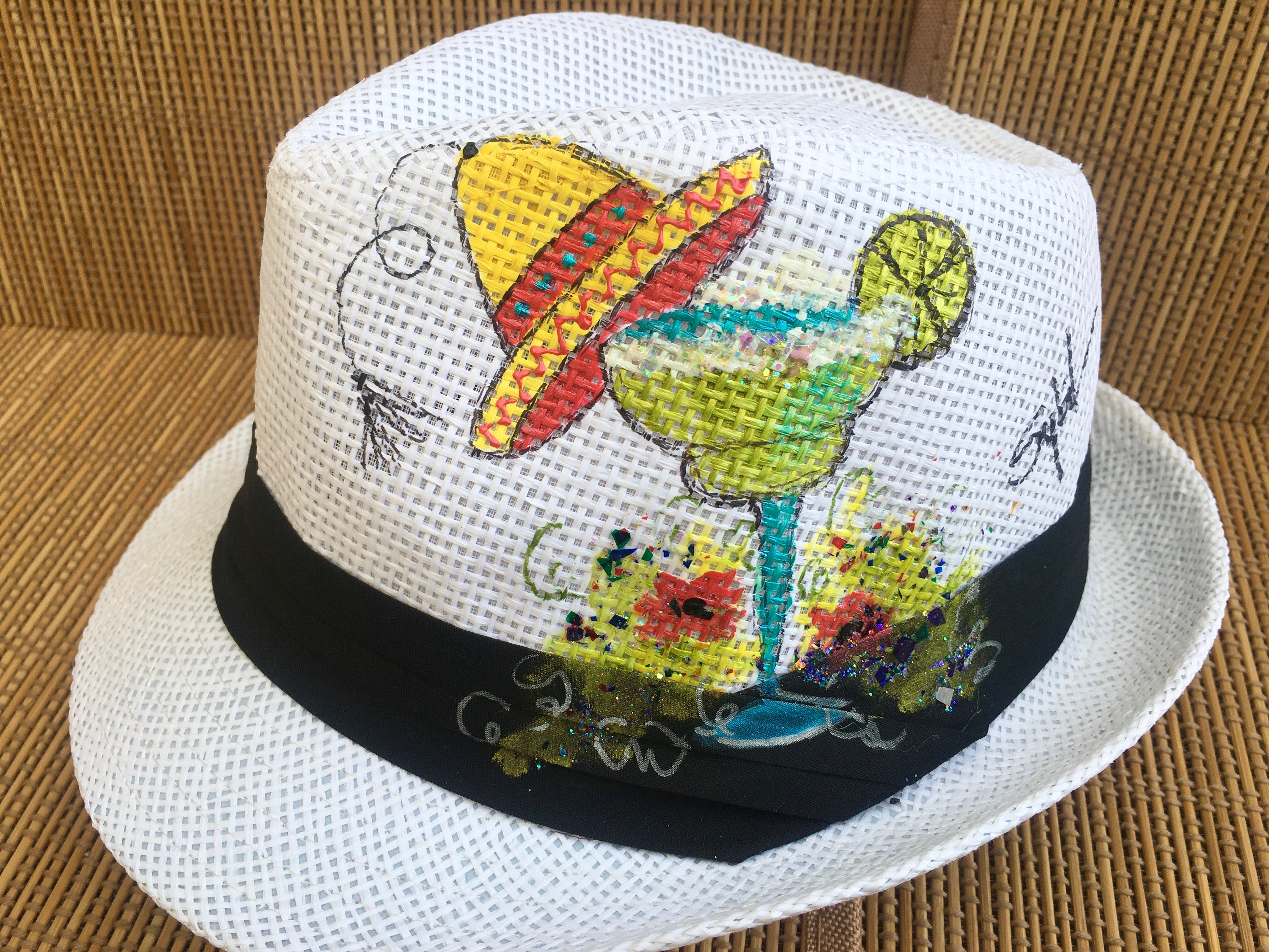 Hand-painted Fedora - Margarita Design - Wearable Art - Etsy