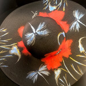 Hand-painted 6" Hat - Red Poppy Design - Etsy