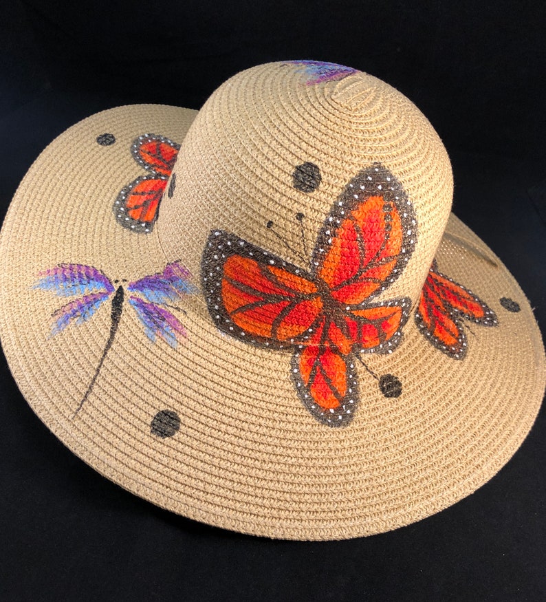 Hand-painted HAT - MONARCH BUTTERFLY Design - Wearable Art - Etsy