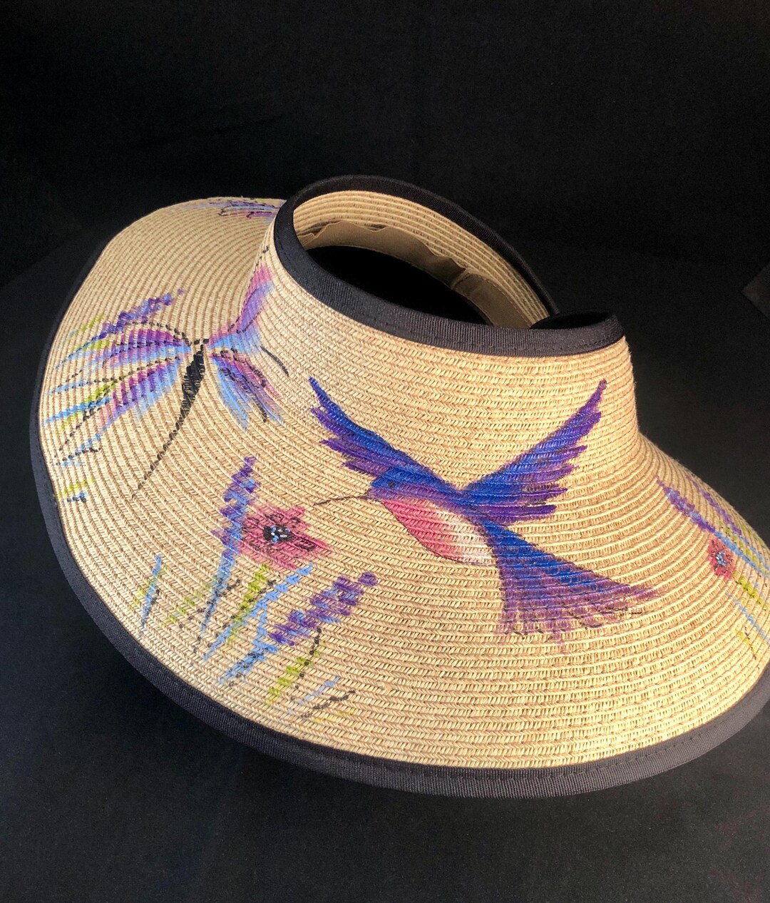 HUMMINGBIRD VISOR - Roll up - Hand Painted Wearable Art - Etsy
