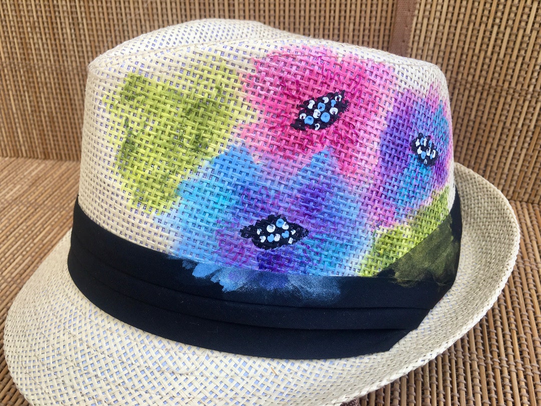 Hand-painted Fedora - Wildflower Design - Wearable Art - Etsy